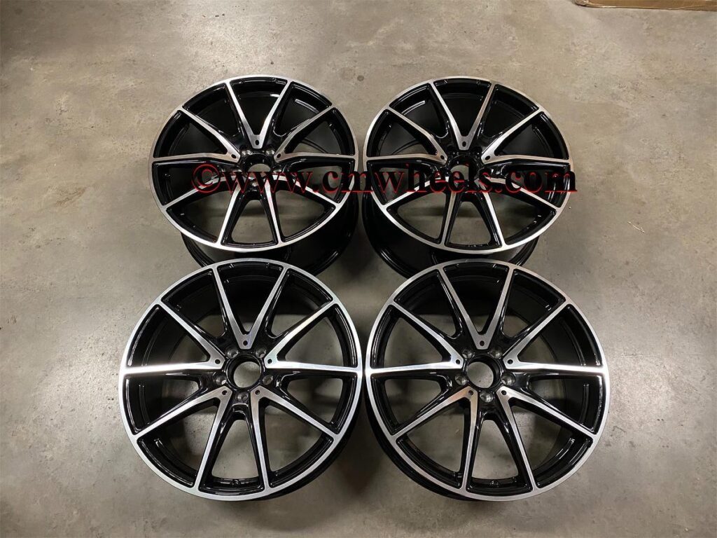 19” AMG V-Spoke Style Wheels – Gloss Black Machined – CMWheels