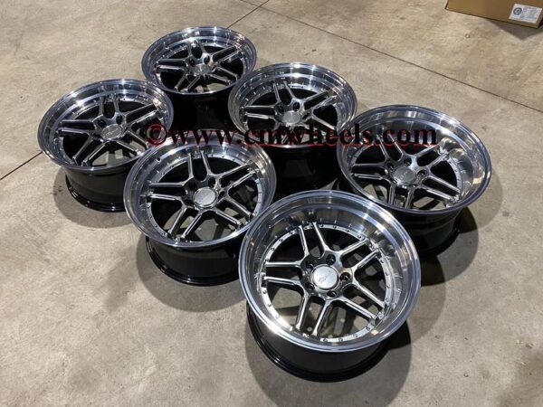 18″ Strom DS-05 Wheels – Hyper Black Machined Dish (Silver Rivets ...