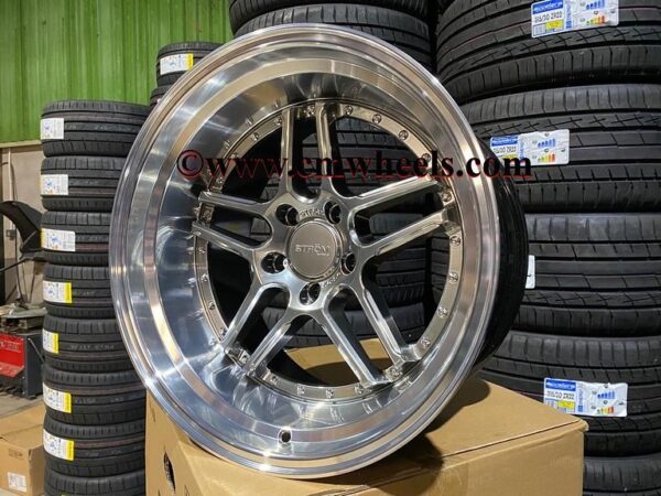 18″ Strom DS-05 Wheels – Hyper Black Machined Dish (Silver Rivets ...